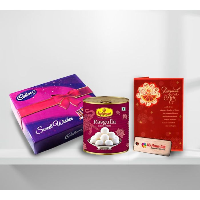 Rasgulla, Box of celebration chocolates with Diwali greeting card
