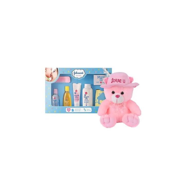 Online Gift Delivery l Johnson Baby Hamper with 6 inch teddy l Baby Gifts